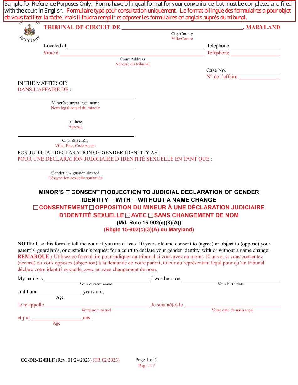 Form CC-DR-124BLF - Fill Out, Sign Online and Download Fillable PDF ...