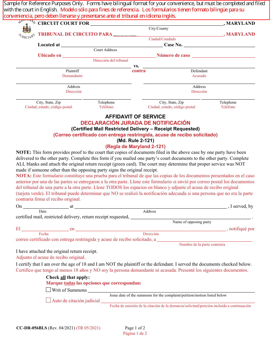 Form CC-DR-056BLS - Fill Out, Sign Online and Download Fillable PDF ...