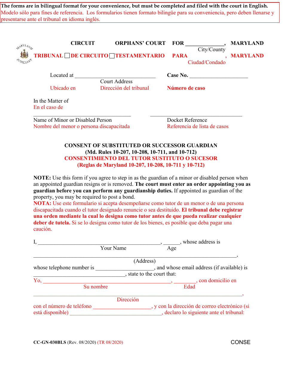 Form CC-GN-030BLS - Fill Out, Sign Online and Download Fillable PDF ...