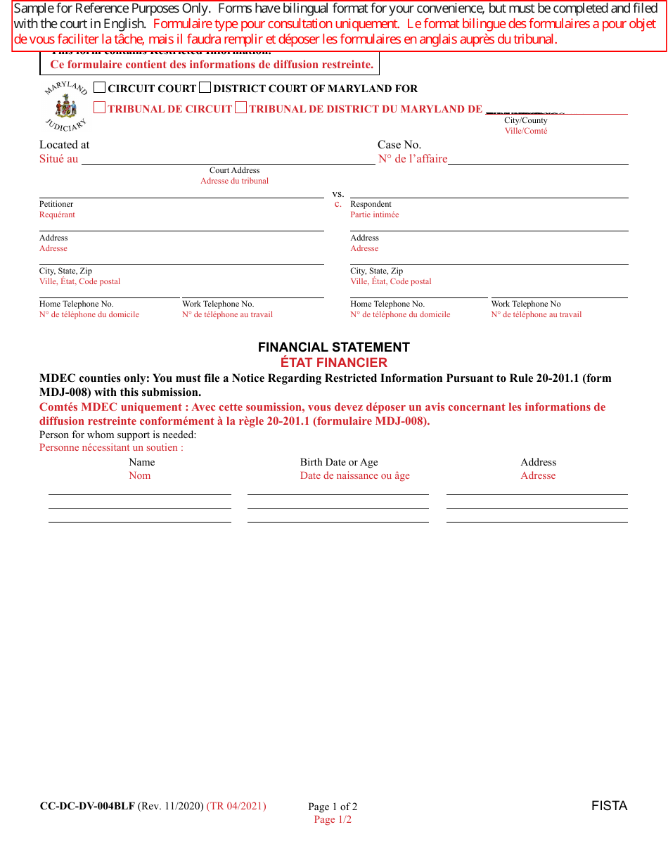 Form CC-DC-DV-004BLF - Fill Out, Sign Online and Download Fillable PDF ...