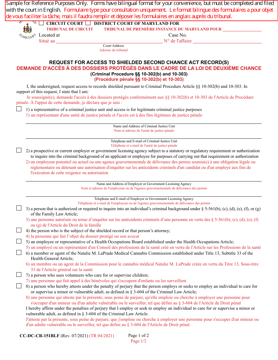 Form CC-DC-CR-151BLF - Fill Out, Sign Online and Download Printable PDF ...