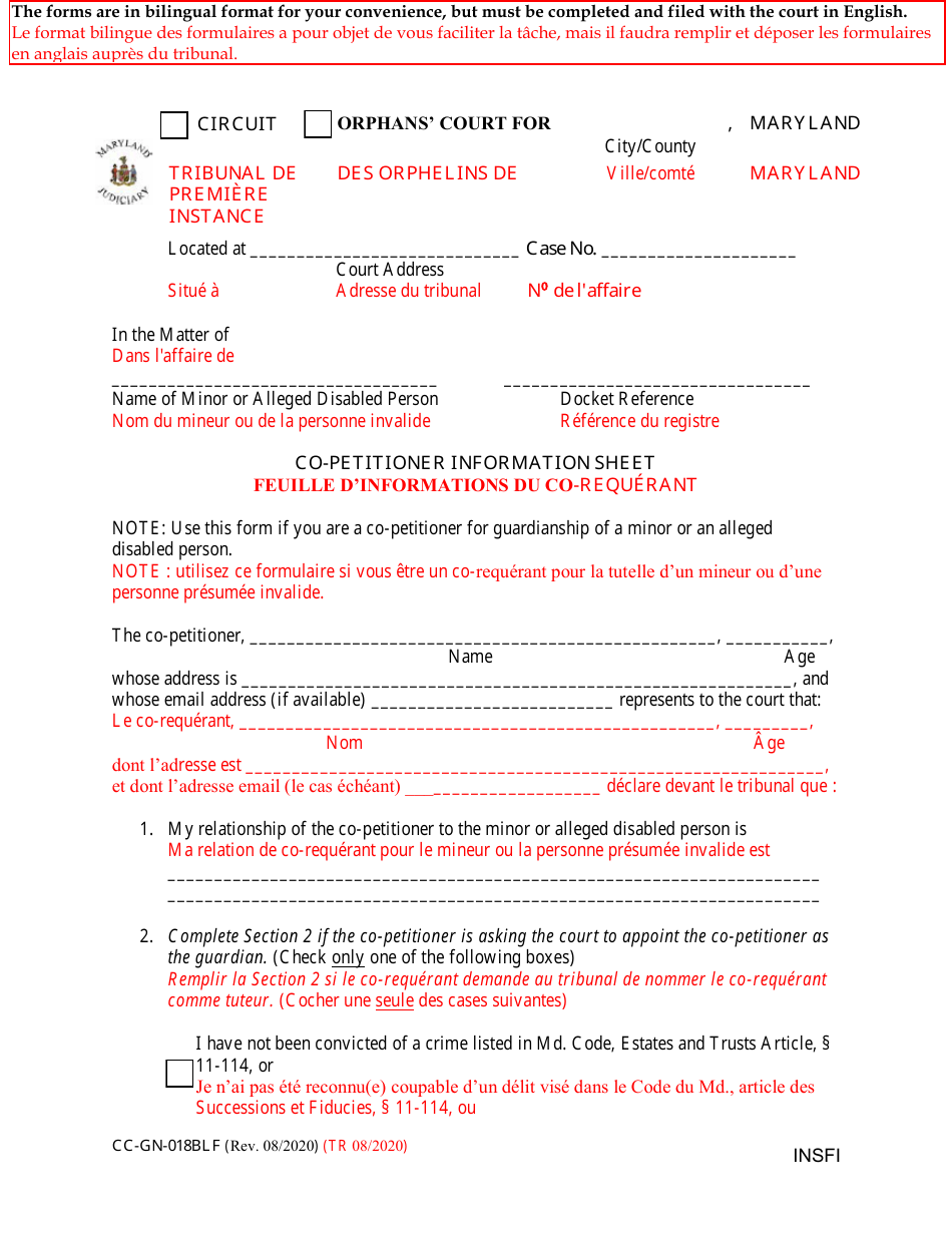 Form CC-GN-018BLF - Fill Out, Sign Online and Download Fillable PDF ...