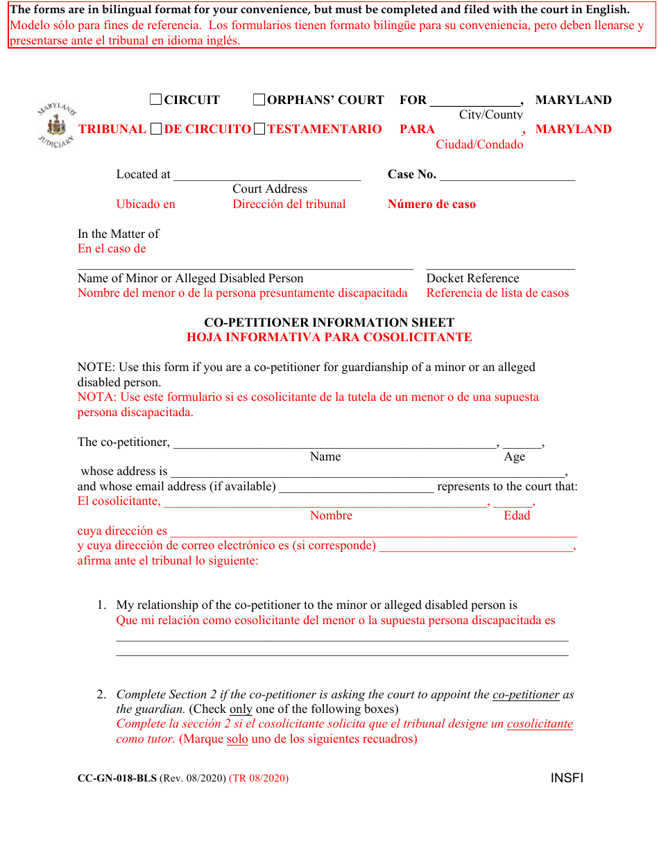Form CC-GN-018-BLS - Fill Out, Sign Online and Download Fillable PDF ...