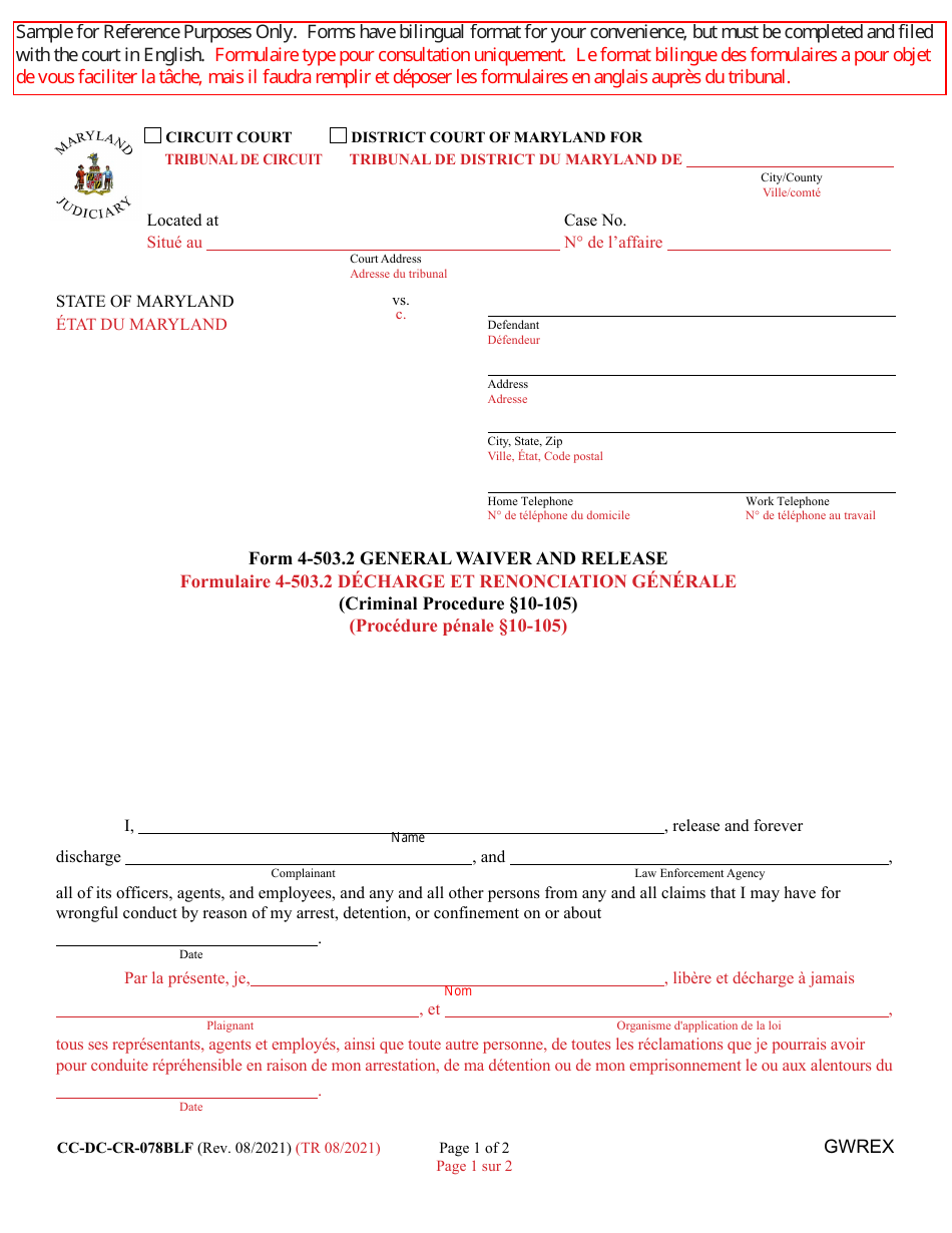 Form 4-503.2 (CC-DC-CR-078BLF) - Fill Out, Sign Online and Download ...