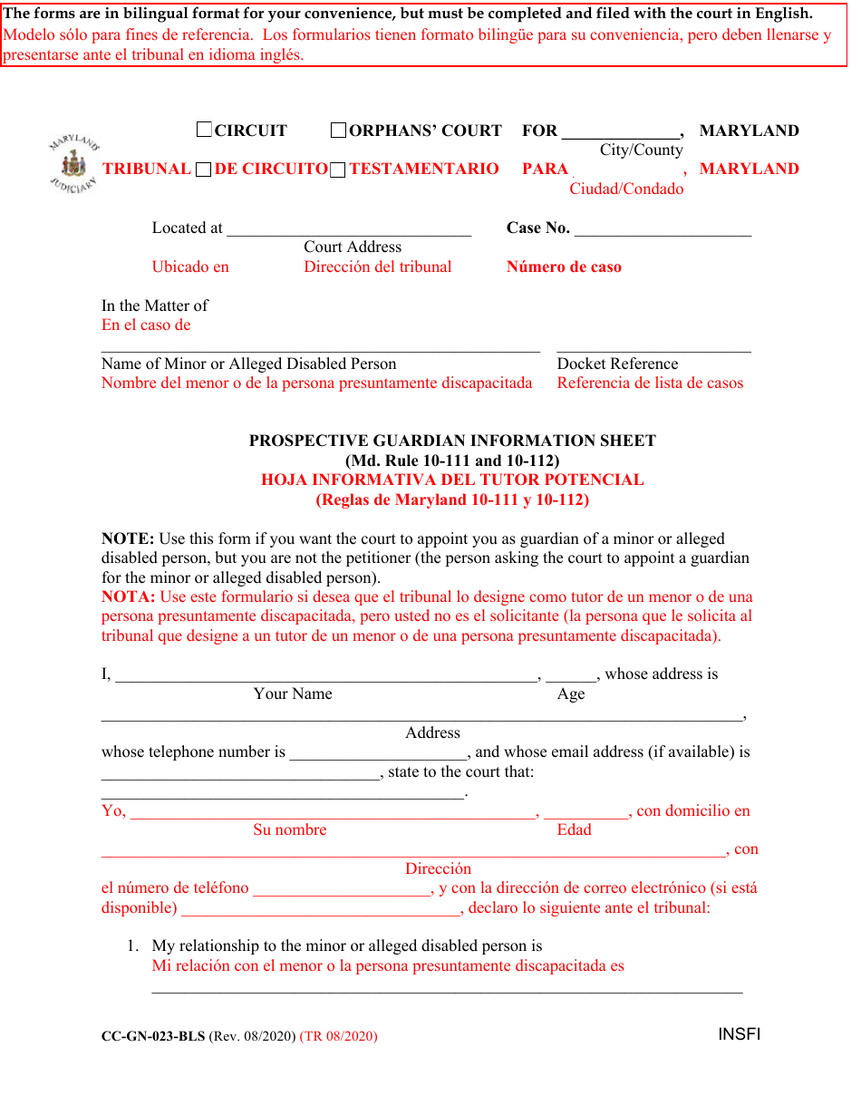 Form CC-GN-023-BLS - Fill Out, Sign Online and Download Fillable PDF ...