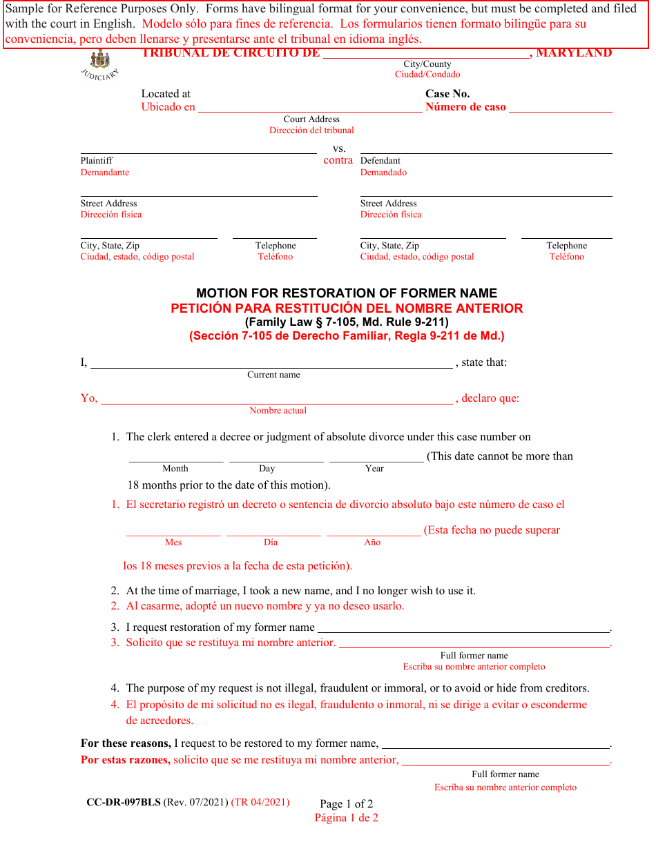 Form CC-DR-097BLS - Fill Out, Sign Online and Download Fillable PDF ...