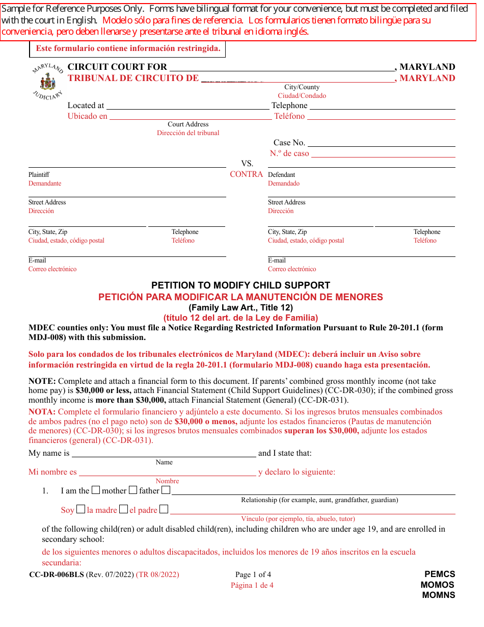 Form CC-DR-006BLS - Fill Out, Sign Online and Download Fillable PDF ...