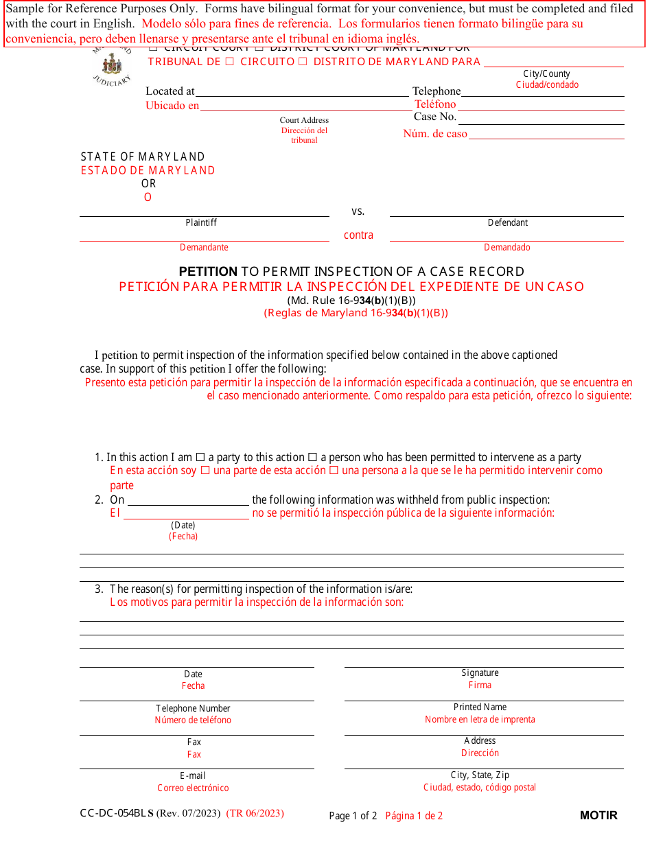 Form CC-DC-054BLS - Fill Out, Sign Online and Download Printable PDF ...