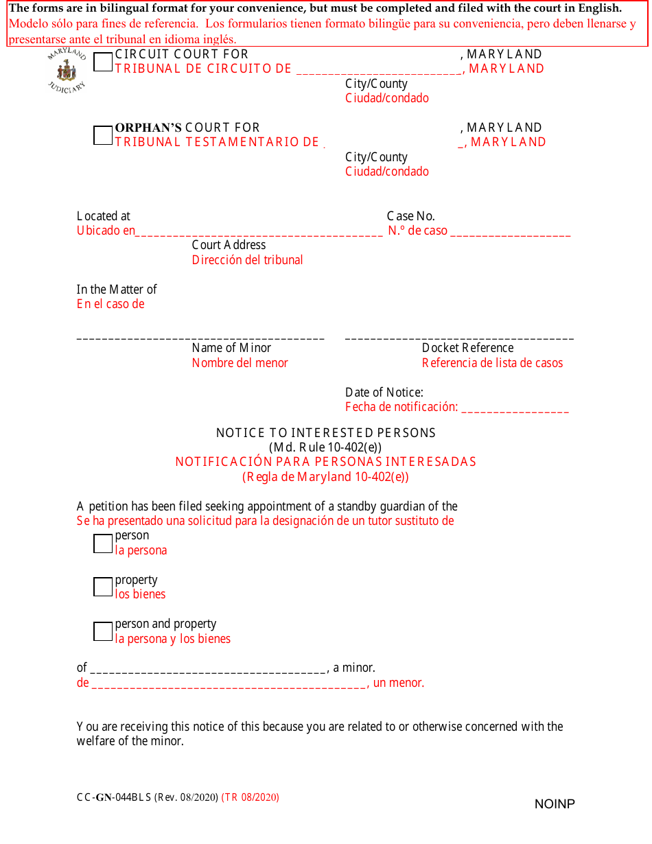 Form CC-GN-044BLS - Fill Out, Sign Online and Download Fillable PDF ...