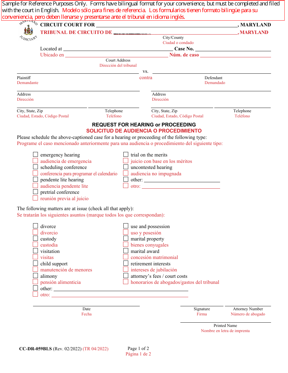 Form CC-DR-059BLS - Fill Out, Sign Online and Download Fillable PDF ...