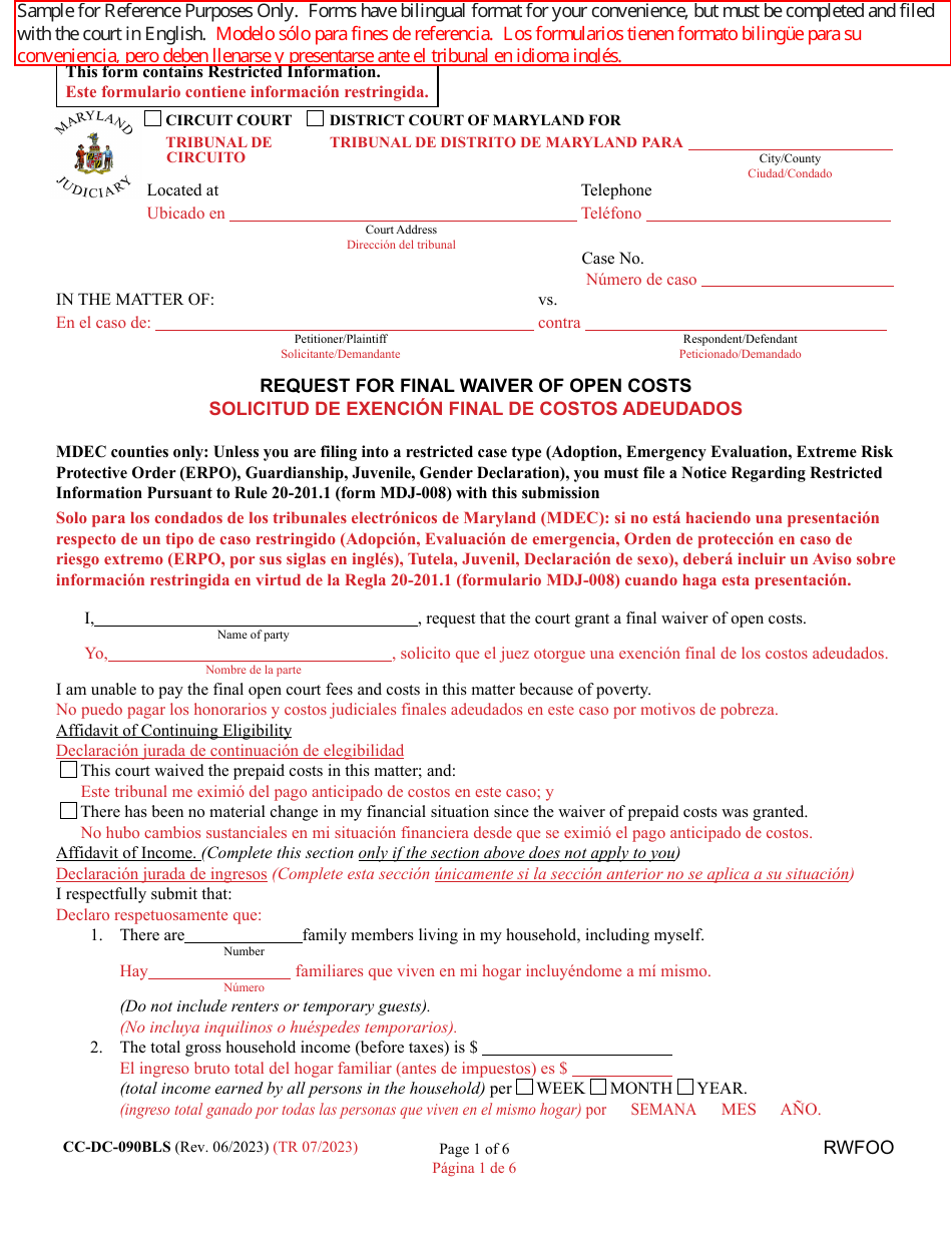 Form CC-DC-090BLS - Fill Out, Sign Online and Download Printable PDF ...