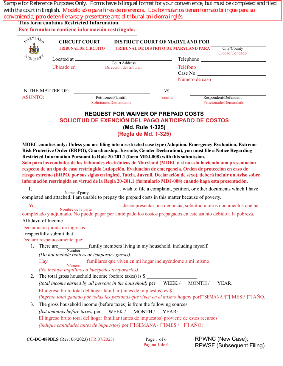 Form CC-DC-089BLS - Fill Out, Sign Online and Download Printable PDF ...