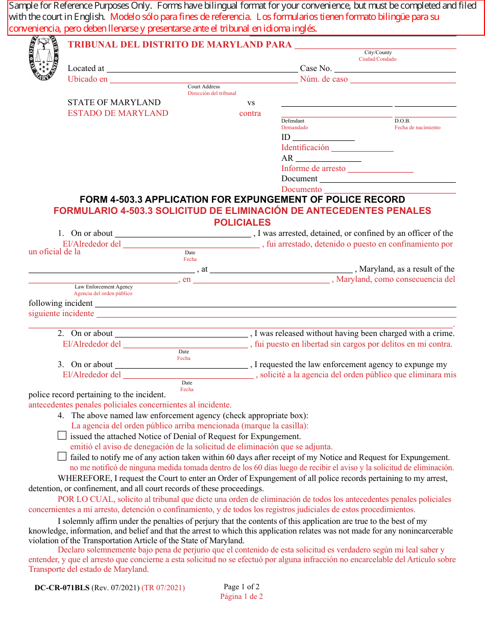 Form DC-CR-071BLS - Fill Out, Sign Online and Download Printable PDF ...