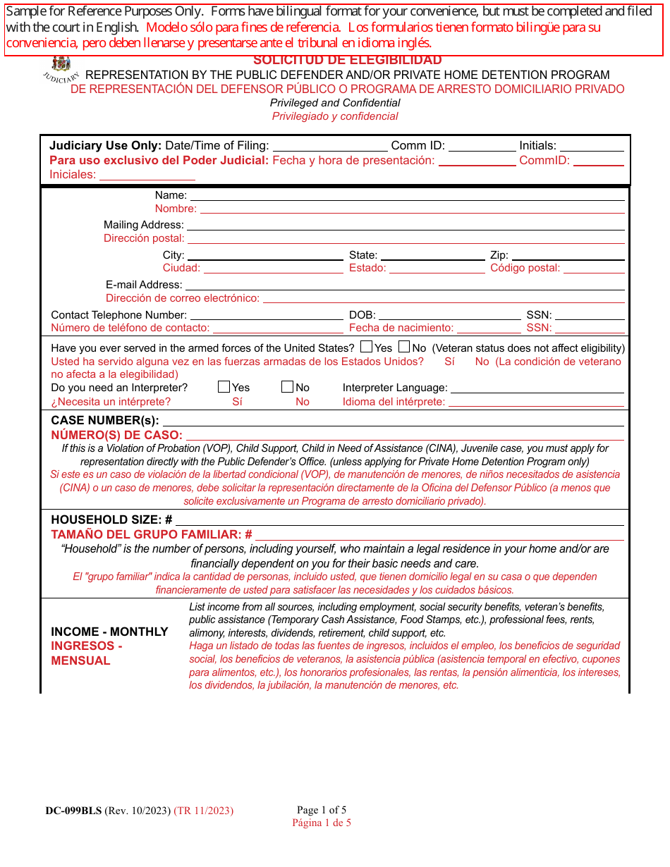 Form DC-099BLS - Fill Out, Sign Online and Download Printable PDF ...