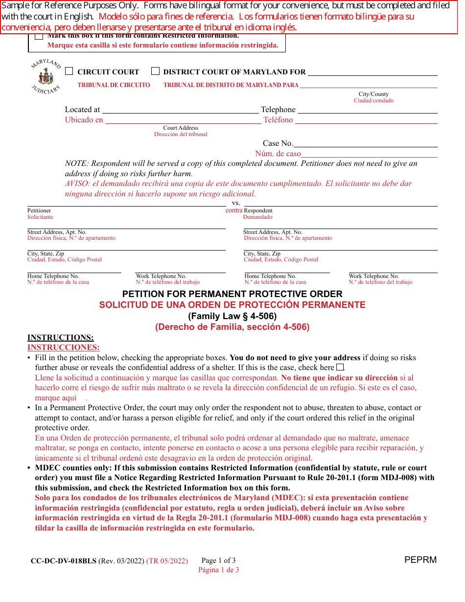 Form CC-DC-DV-018BLS - Fill Out, Sign Online and Download Printable PDF ...