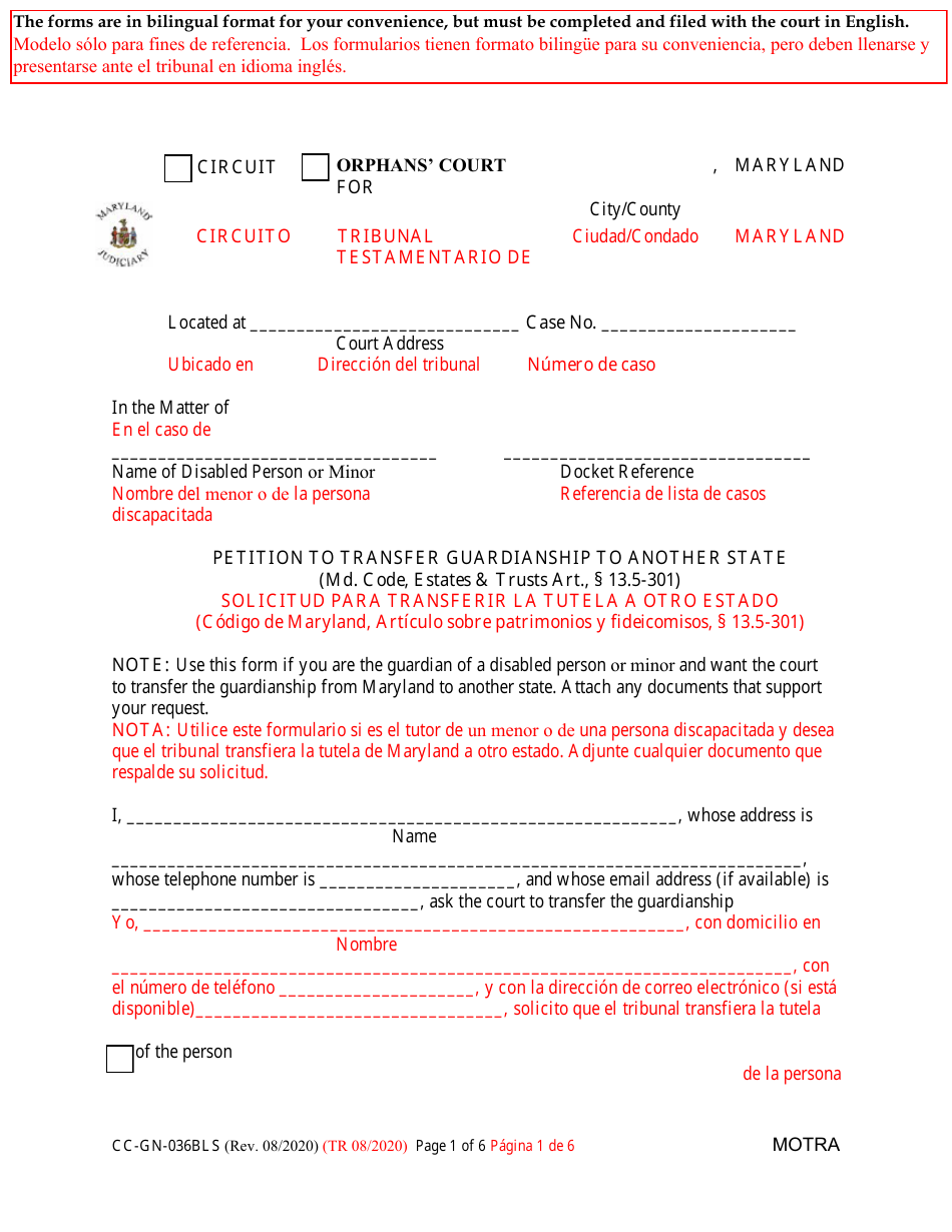 Form CC-GN-036BLS - Fill Out, Sign Online and Download Fillable PDF ...