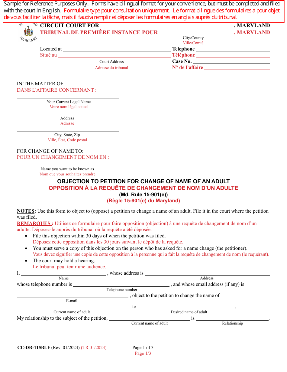 Form CC-DR-115BLF - Fill Out, Sign Online and Download Fillable PDF ...