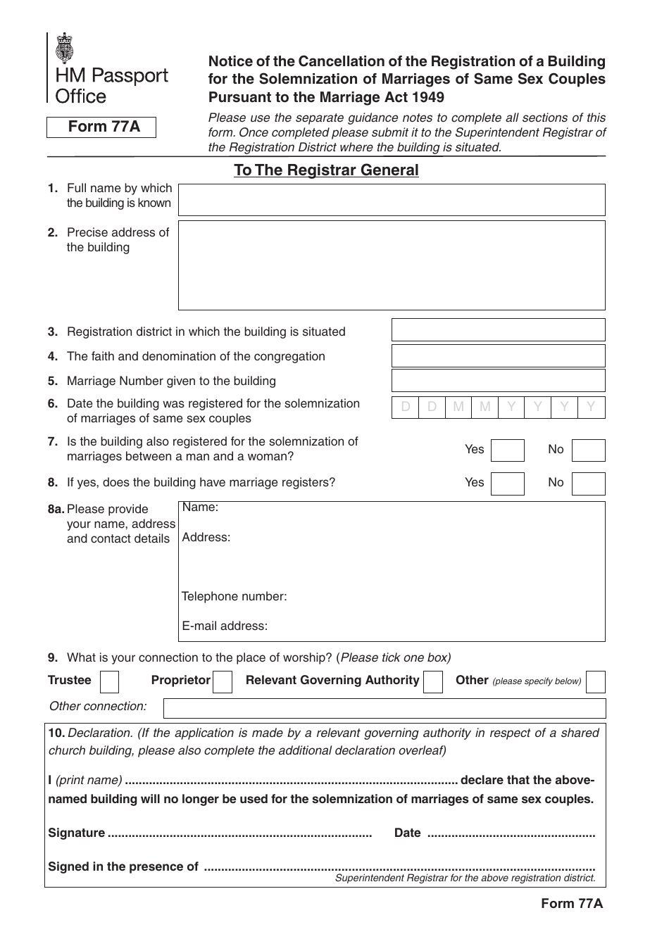 Form 77A Download Printable PDF or Fill Online Notice of the ...