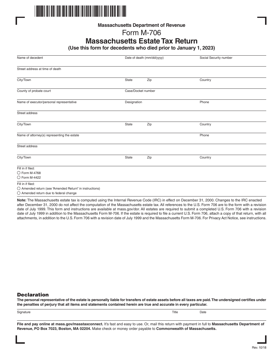 Form M-706 - Fill Out, Sign Online and Download Printable PDF ...