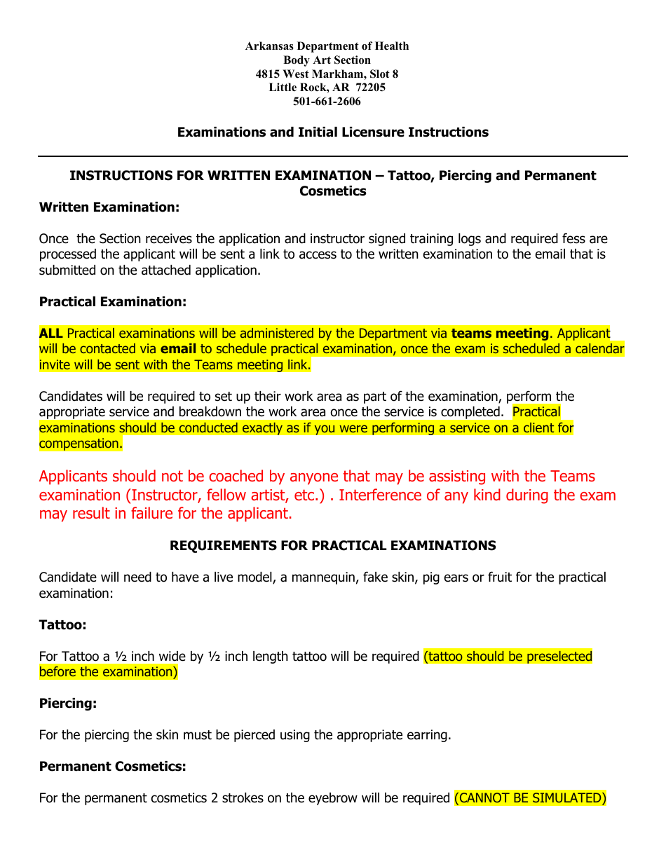 Arkansas Examinations and Initial Licensure Application - Fill Out ...