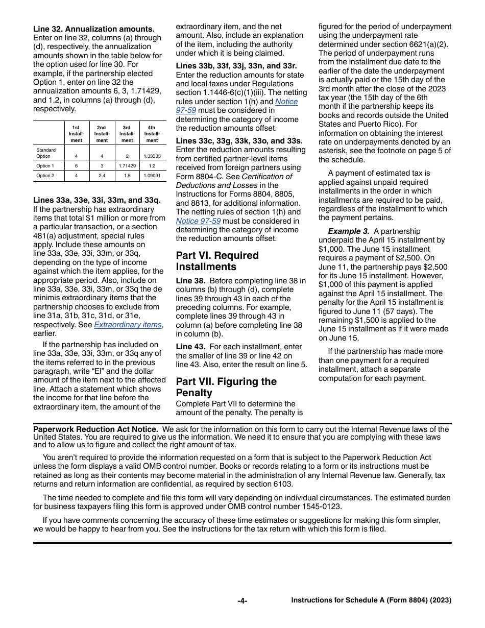 Download Instructions for IRS Form 8804 Schedule A Penalty for ... Download Instructions for IRS Form 8804 Schedule A Penalty for ...