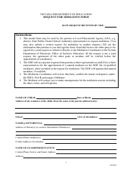 Nevada Request for Mediation Form - Fill Out, Sign Online and Download PDF | Templateroller