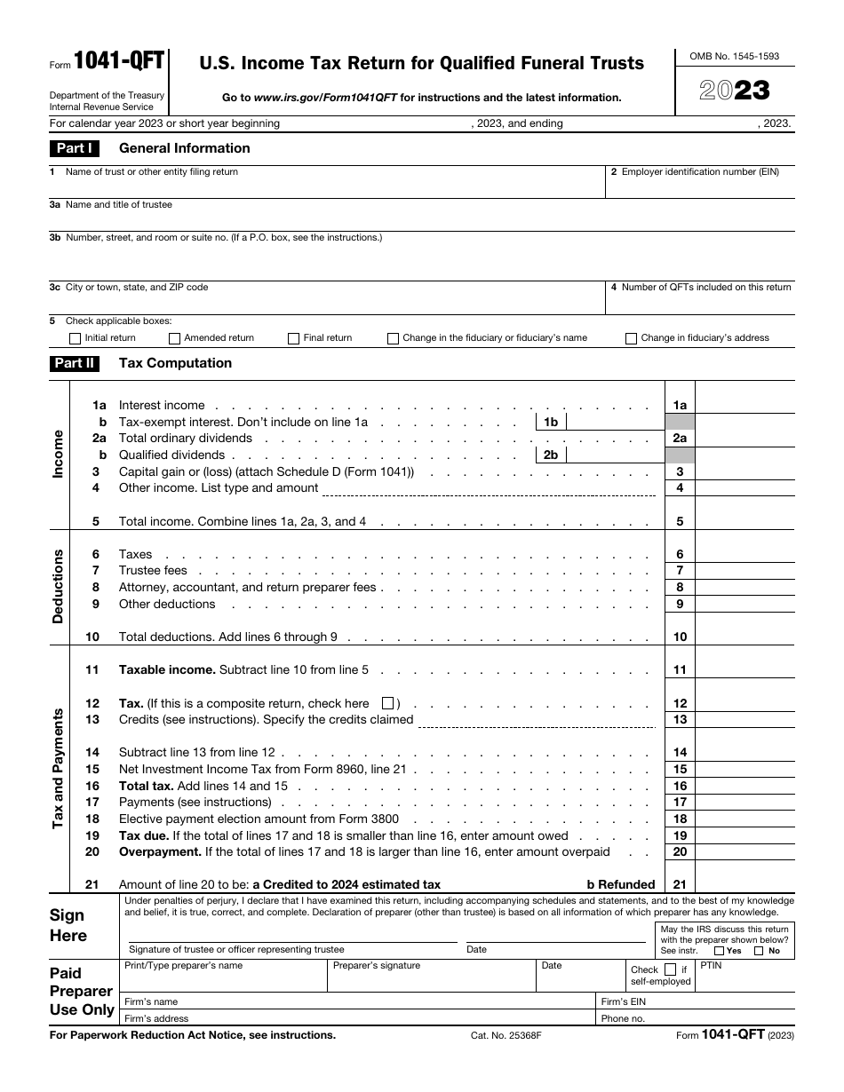 IRS Form 1041-QFT Download Fillable PDF or Fill Online U.S. Income Tax ...