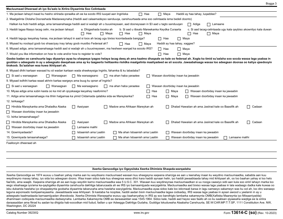 IRS Form 13614-C (SO) Download Fillable PDF or Fill Online Intake/Interview and Quality Review ...
