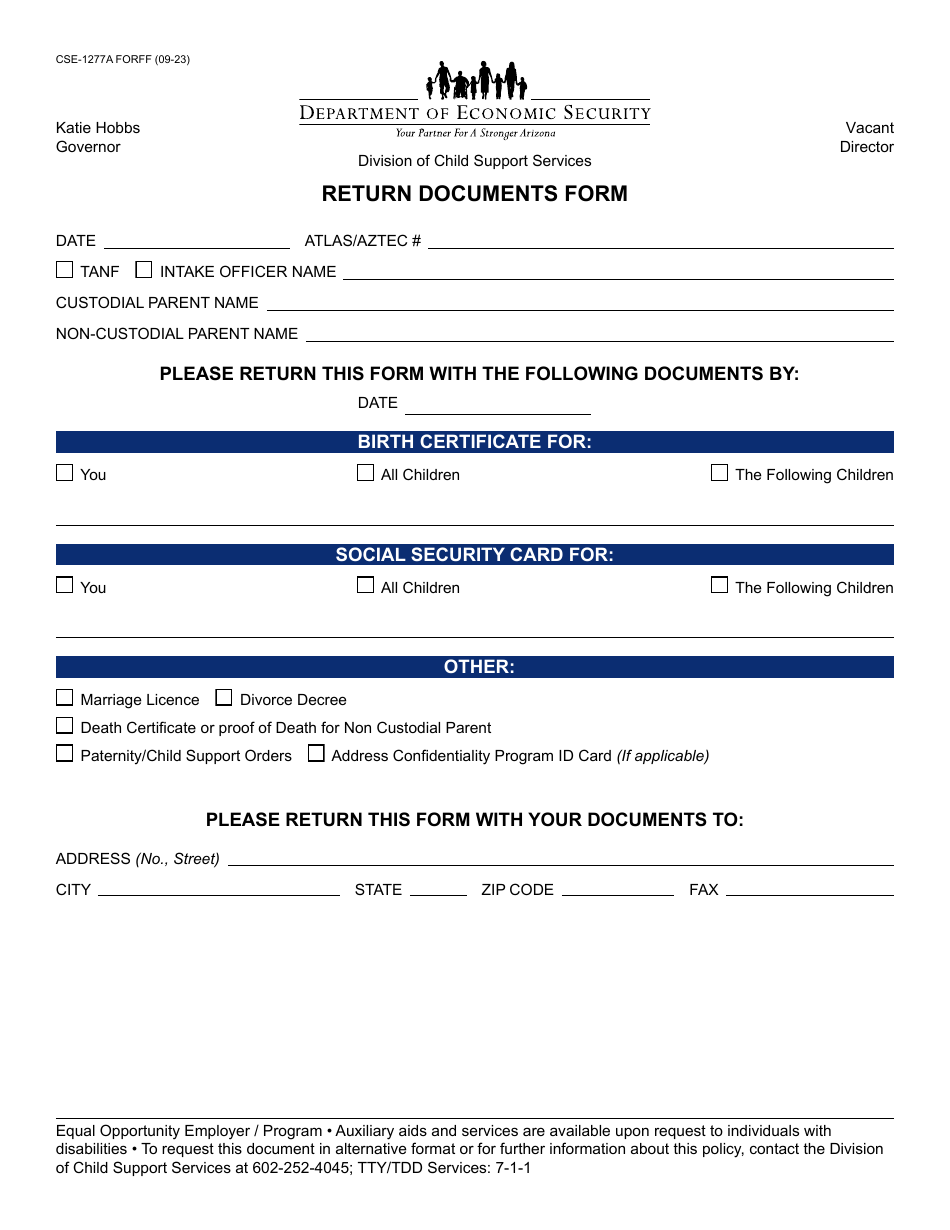 Form CSE-1277A Download Fillable PDF or Fill Online Return Documents ...