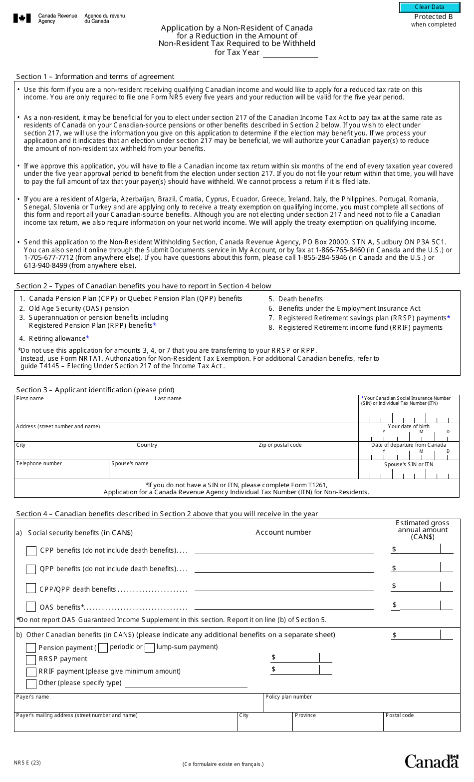 Form NR5 - Fill Out, Sign Online and Download Fillable PDF, Canada ...