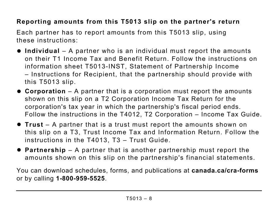 Form T5013 - Fill Out, Sign Online and Download Printable PDF, Canada | Templateroller
