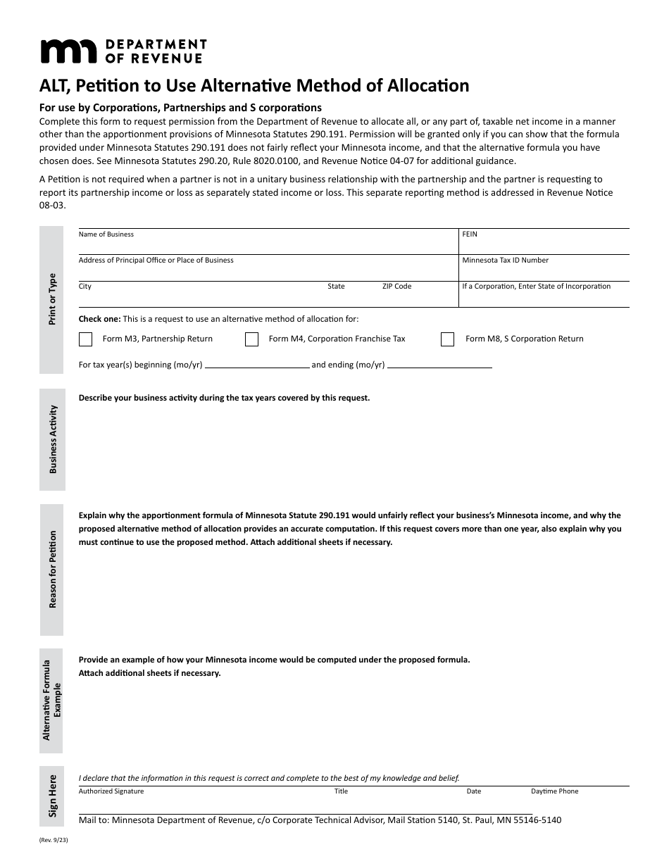 Form ALT Download Fillable PDF or Fill Online Petition to Use ...