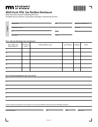 Form TPD Download Fillable PDF or Fill Online Tax Position Disclosure ...
