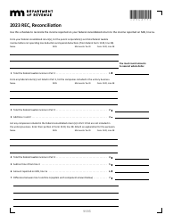 Form REC Download Fillable PDF or Fill Online Reconciliation - 2023, Minnesota | Templateroller