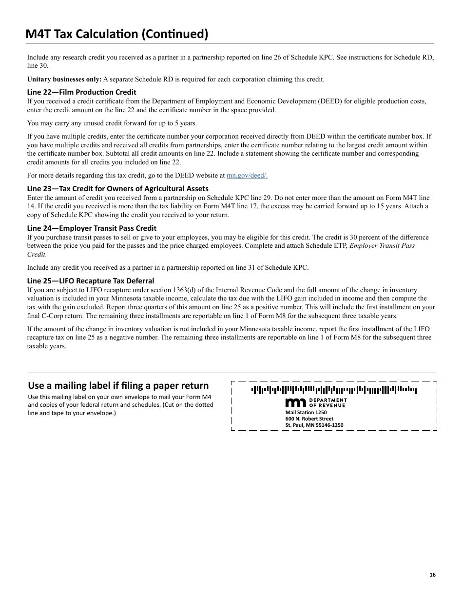 Download Instructions for Form M4, M4I, M4A, M4T PDF, 2023 | Templateroller