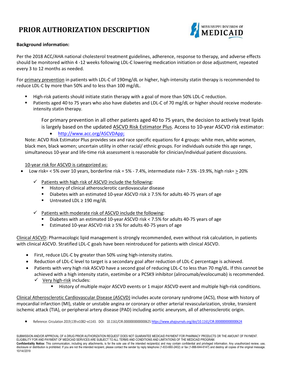 Mississippi Prior Authorization Criteria - Repatha (Evolocumab) - Fill ...