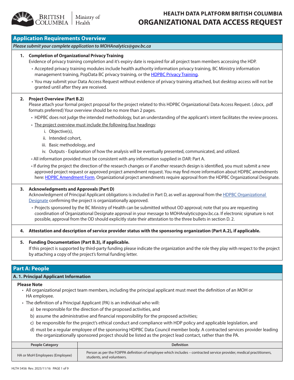 Form HLTH5456 Download Fillable PDF or Fill Online Organizational Data ...