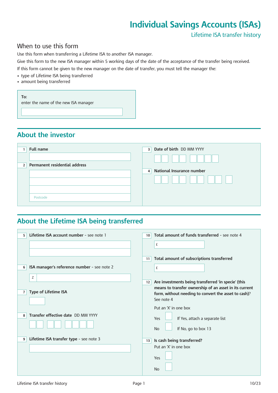 United Kingdom Lifetime Isa Transfer History - Fill Out, Sign Online ...