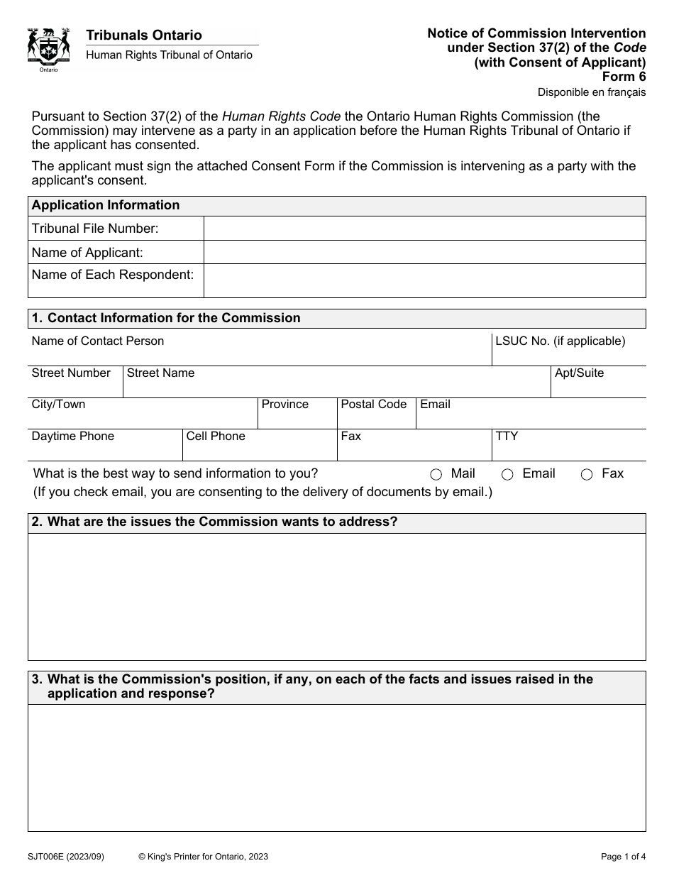 Form 6 - Fill Out, Sign Online and Download Fillable PDF, Ontario ...