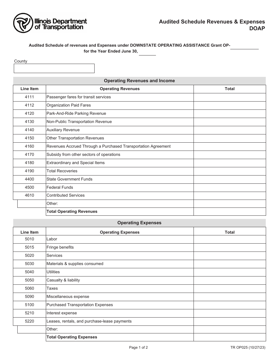 Form TR OP025 - Fill Out, Sign Online and Download Fillable PDF ...