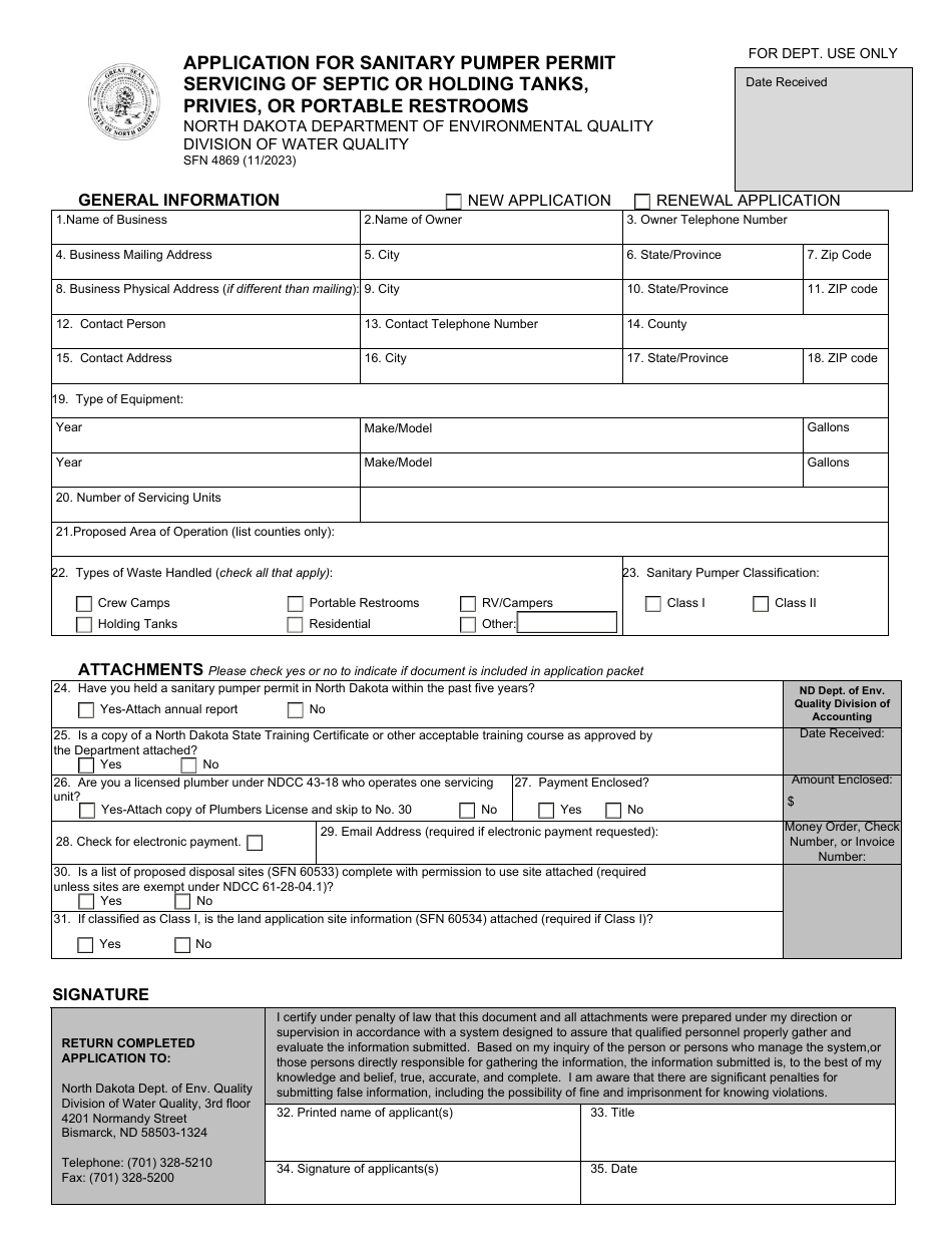 Form SFN4869 Download Fillable PDF or Fill Online Application for ...