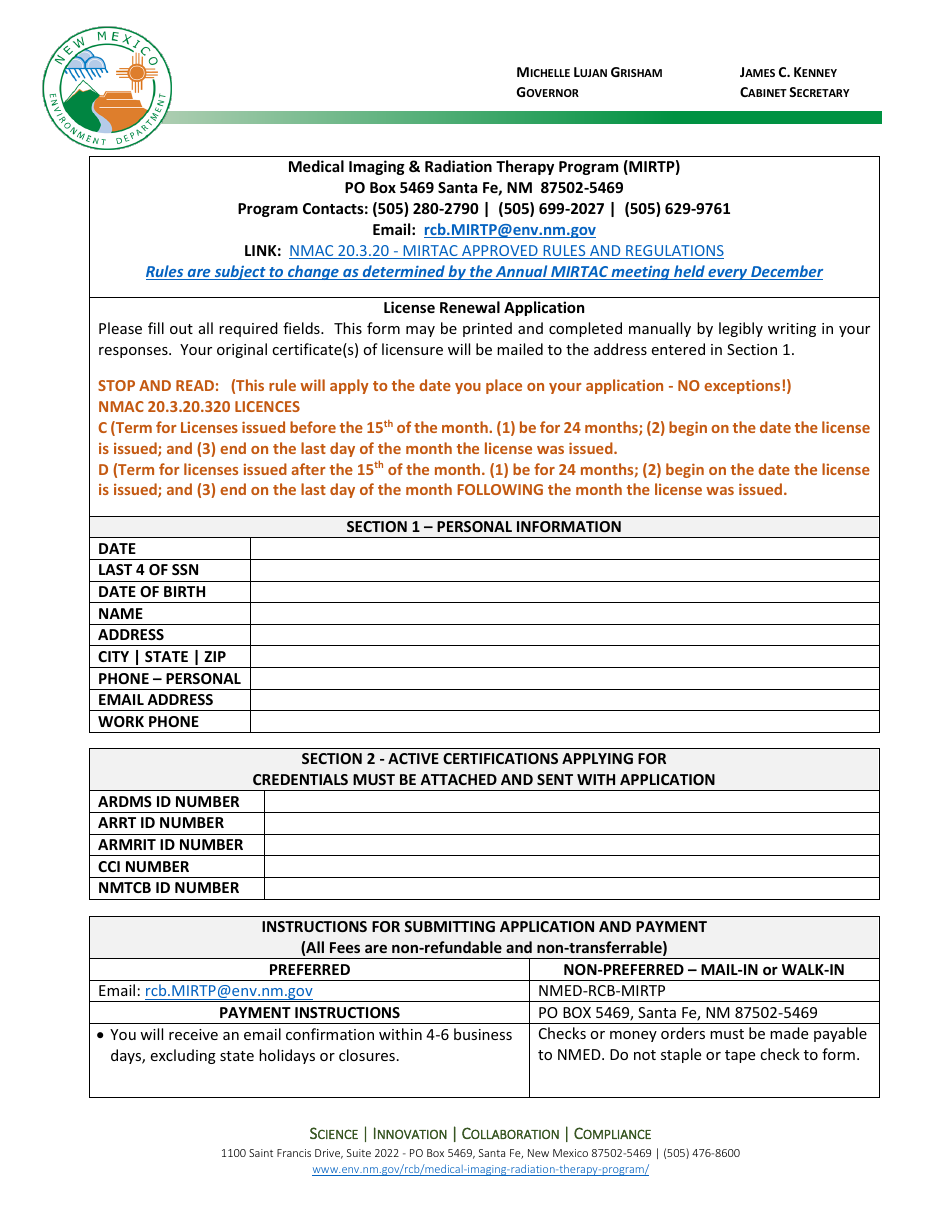 New Mexico License Renewal Application - Medical Imaging & Radiation ...