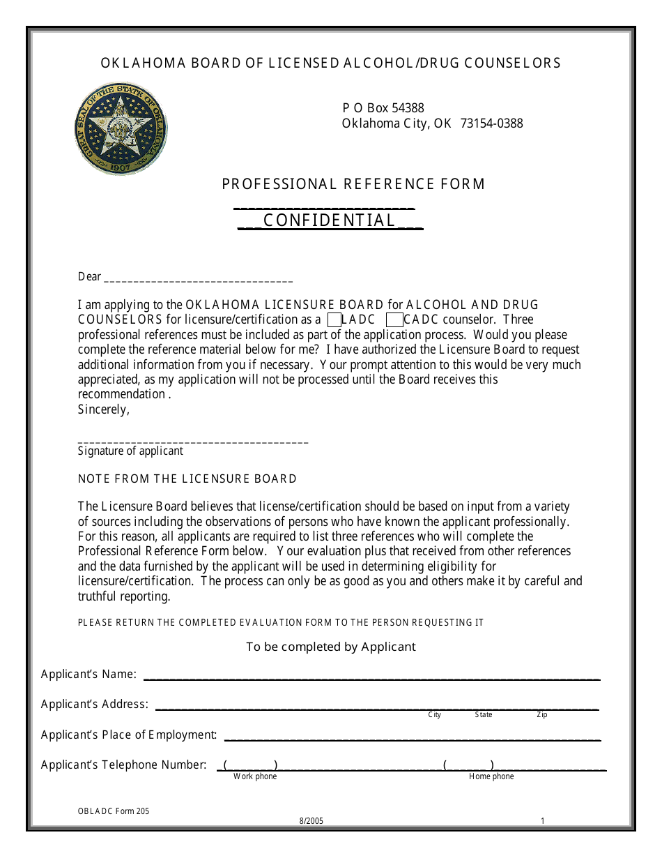 Form 205 - Fill Out, Sign Online and Download Printable PDF, Oklahoma ...