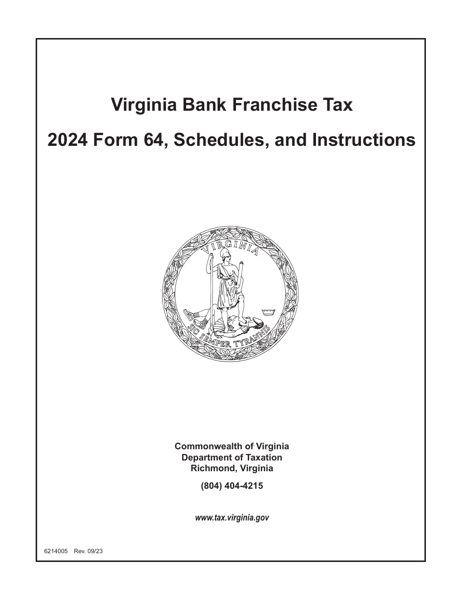 Form 64 Download Fillable PDF or Fill Online Virginia Bank Franchise ...