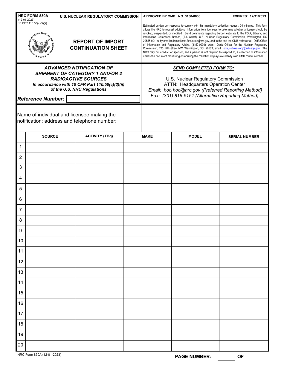 NRC Form 830A - Fill Out, Sign Online and Download Fillable PDF | Templateroller