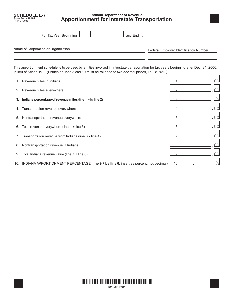 State Form 49192 Schedule E-7 Download Fillable PDF or Fill Online ...