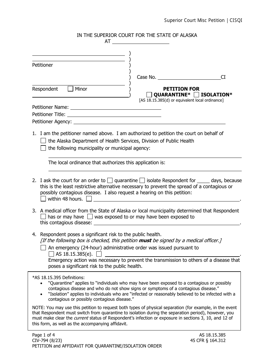 Form CIV-794 Download Fillable PDF or Fill Online Petition for ...