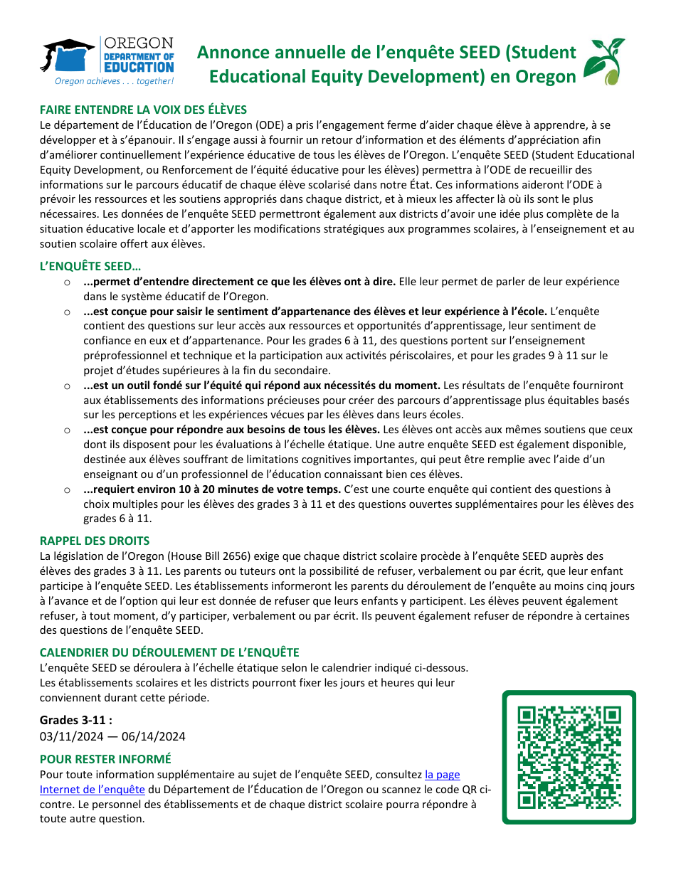 2024 Oregon Seed Survey Participation Form (French) - Fill Out, Sign ...