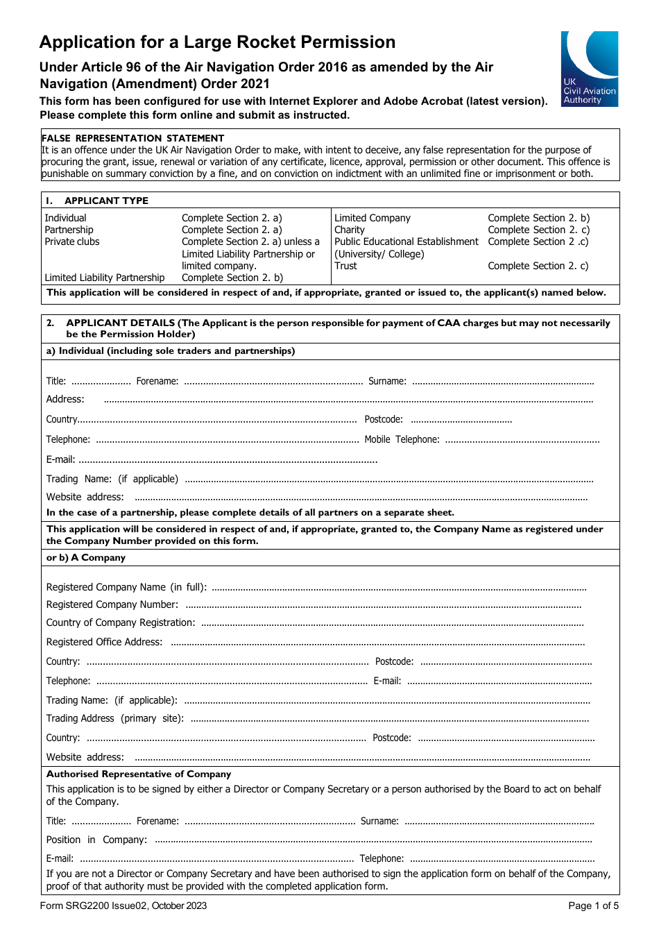 Form SRG2200 Download Fillable PDF or Fill Online Application for a ...