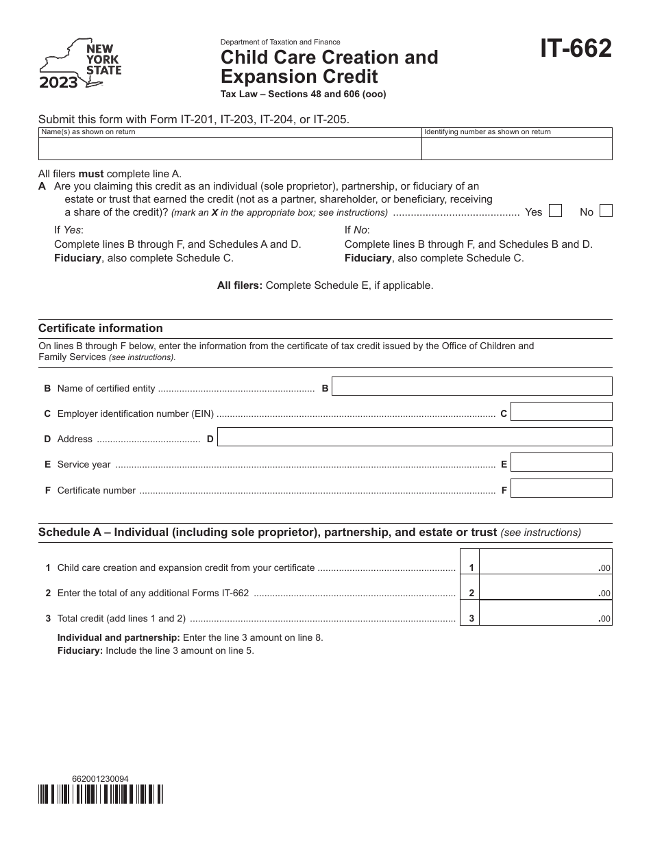 Form IT-662 - 2023 - Fill Out, Sign Online and Download Fillable PDF ...